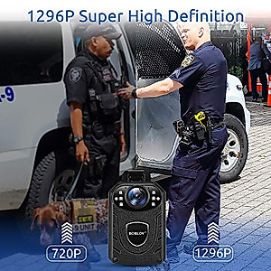 BOBLOV KJ21 Body Camera, 1296P Body Wearable Camera Support Memory Expand Max 128G 8-10Hours Recording Police Body Camera Lightweight and Portable Easy to Operate Clear NightVision (KJ21 Only)