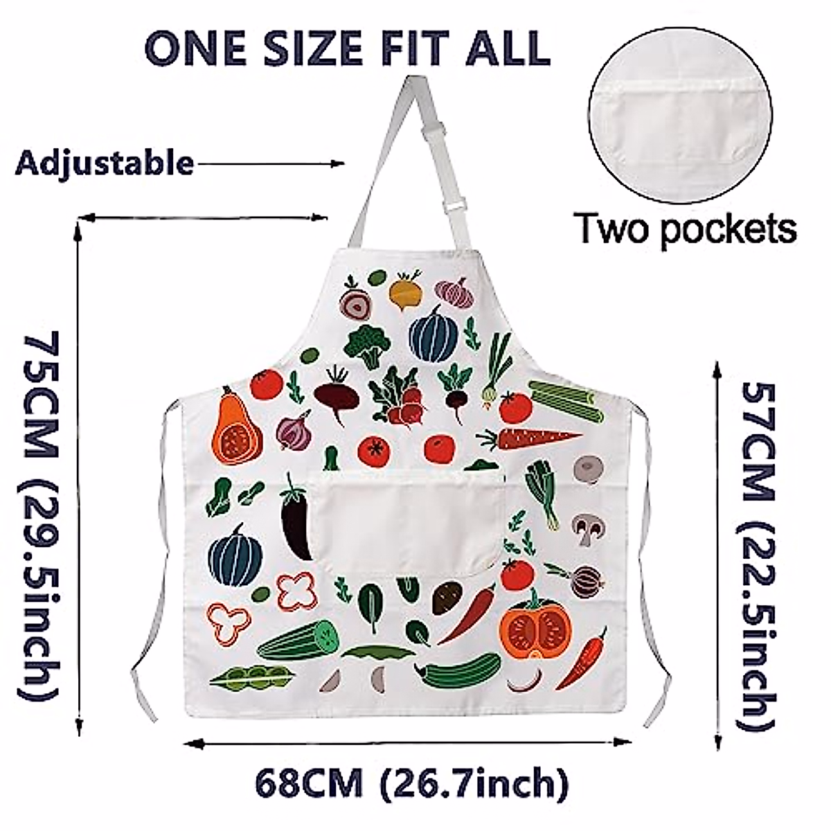 CMNIM Vegetable Apron Vegetable Cooking Apron With Pockets Kitchen Baking Gardening Apron Chef BBQ Grilling Waterproof Apron (Vegetable Apron)