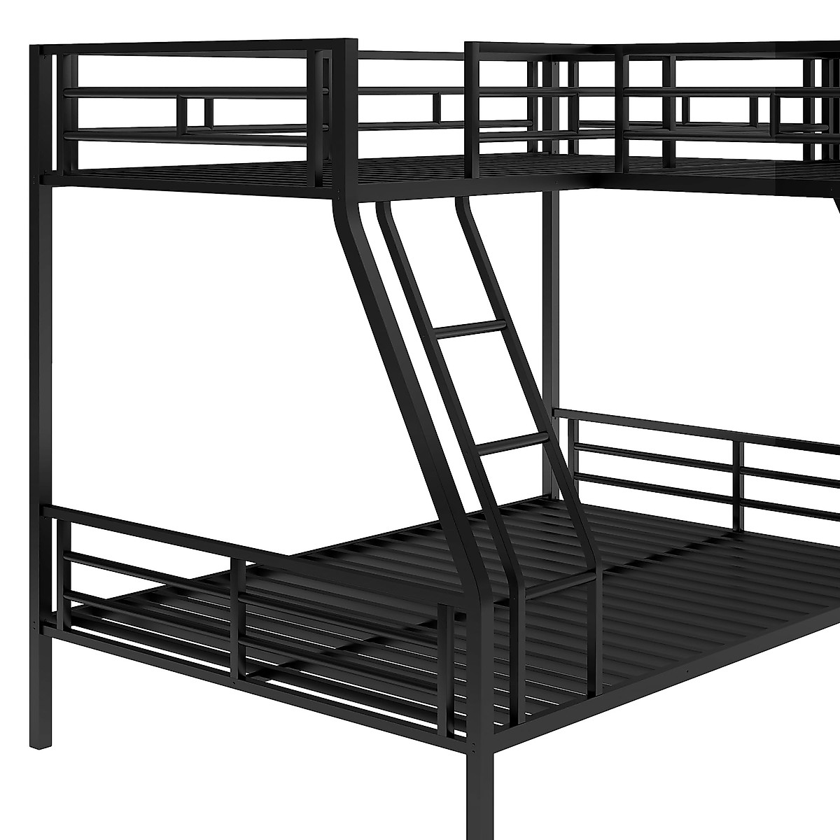 BIADNBZ Full Over Twin&Twin Triple Bunk Bed with Desk Underneath, Metal L-Shaped BunkBed w/A LoftBed Attached for Bedroom Guest Room, Black