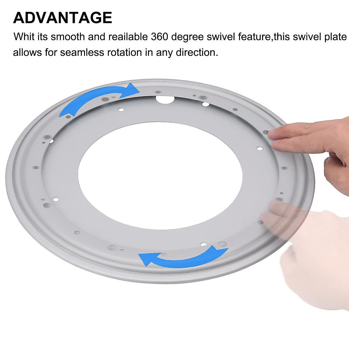 Lswteiz 12Inch Lazy Susan Hardware 5/16" Thick Round Lazy Susan Turntable Bearing Plate, Rotating Swivel Base Plate with 1000lbs Load Capacity, Lazy Susan Turntable Base for Serving Tray, Kitchen