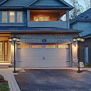 Aluminum Classic Black Solar Lamp Post Lights - 3-Head Waterproof Outdoor Street Lights for Backyard, Garden, Driveway, Lawn (LED Bulbs Included)