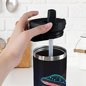 Unyopsa Mushroom Tumbler with Handle 30oz Vacuum Insulated Mushroom Cup with Lid and Straw Mushroom Gifts for Women Men