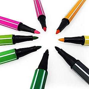 STABILO Pen 68 Fibre Tip Fineliner - 1.0mm - Avocado Set - Wallet of 8 Assorted Colours