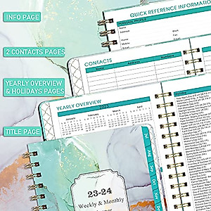 Planner 2023-2024 - Jul.2023 - Jun.2024, Academic Planner 2023-2024, 2023-2024 Planner Weekly & Monthly with Tabs, 6.3" x 8.4", Hardcover with Back Pocket + Thick Paper + Twin-Wire Binding, Daily Organizer - Green