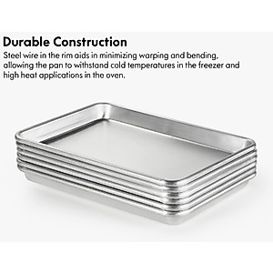 CURTA 6 Pack Aluminum Sheet Pan, NSF Listed 1/4 Quarter Size 13 x 10 inch Commercial Bakery Cake Bun Pan, Baking Tray