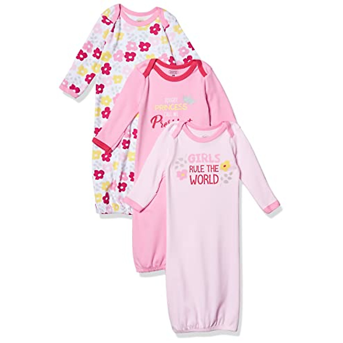 Luvable Friends Unisex Baby Cotton Gowns, Girls Rule, 0-6 Months