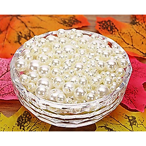 Shapenty 4mm 6mm 8mm 10mm 12mm White Round Pearls Beads Loose Spacer Beads for DIY Craft Necklaces Bracelets Earrings Rings Choker Jewelry Making and Dress Shirt Sweater Decorating Repairing, 380PCS