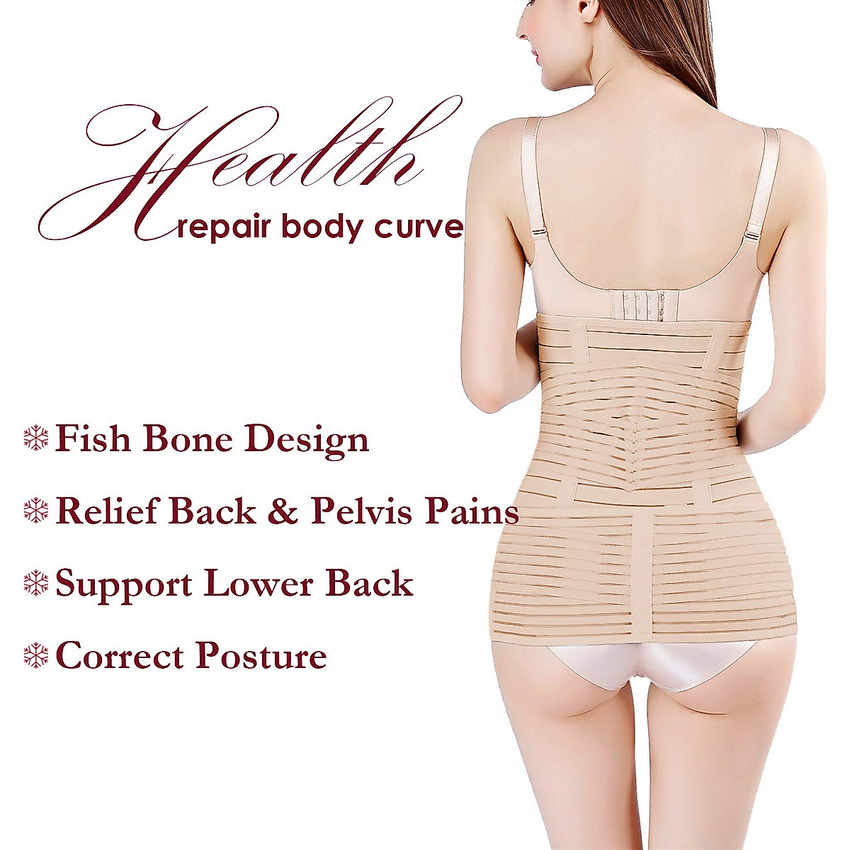 ChongErfei 2 in 1 Postpartum Belly Wrap Waist/Pelvis Belt C-Section Natural Labour Belly Support Recovery Belt (Nude, One Size)