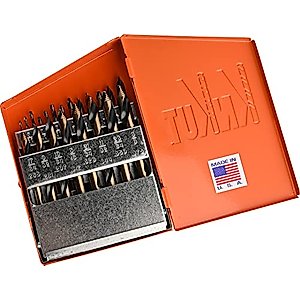 KnKut 21 Piece Mechanics Length Step Point Drill Bit Set 1/16"-3/8" by 64ths