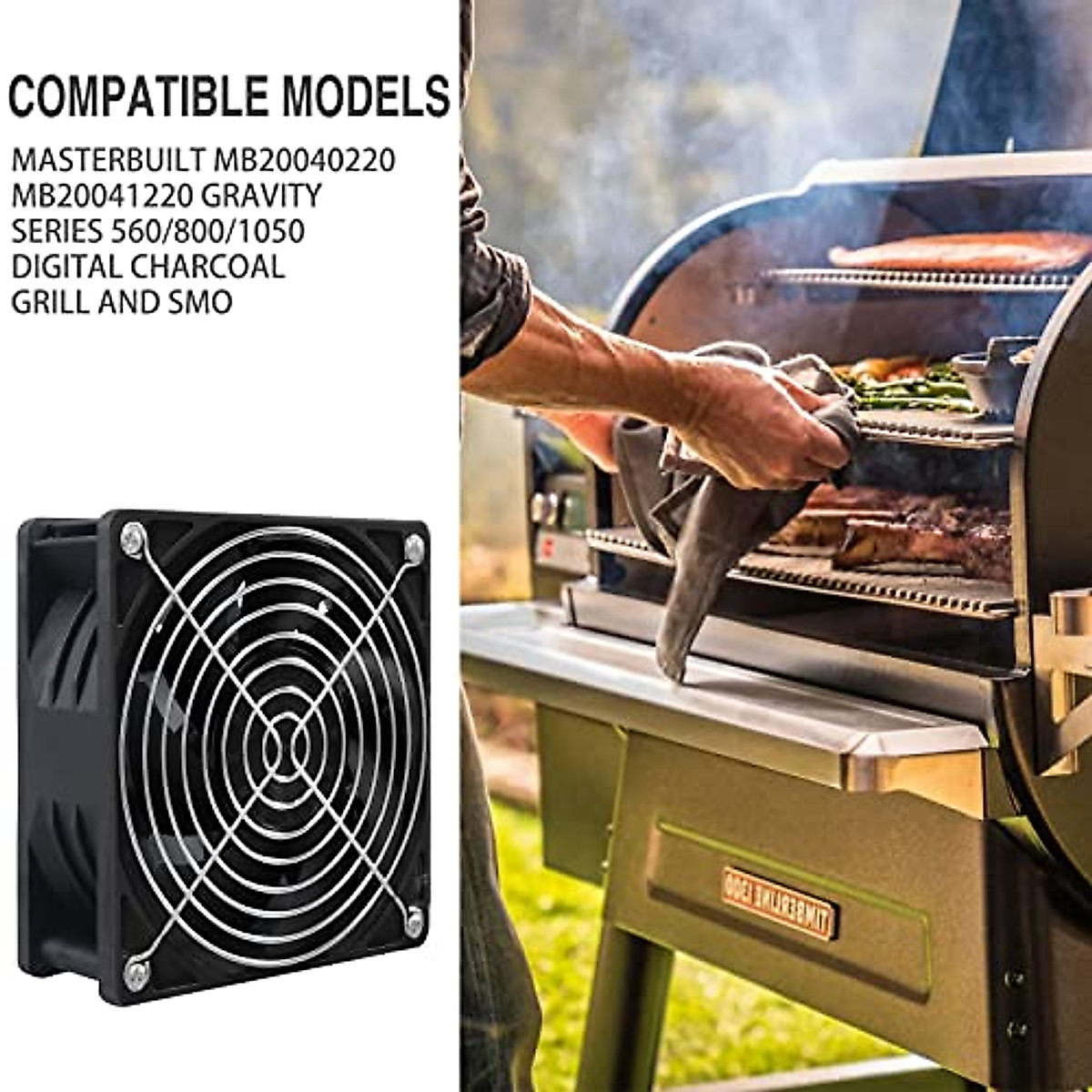 GLAHORSE Digital Fan Kit for Compatible Masterbuilt MB20040220/MB20041220 Gravity Series witch Include 560/800/1050 Digital Charcoal Grill and Smoker Accessories (MB-Fan kit)