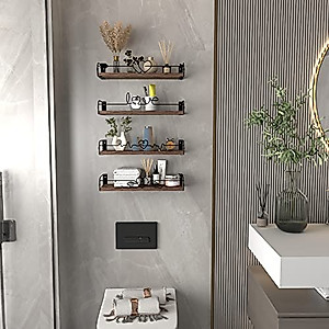 Lyeasw Floating Shelves Heart Shaped Wall Shelf, Rustic Wood Heart Shaped Shelving for Bedroom Kitchen Living Room Nursery Bathroom, Set of 4