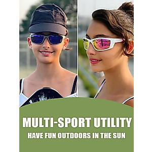 Myiaur Polarized Sports Sunglasses for Women Men UV Protection Mirrored Lens Sturdy Stylish Wrap Around Shades M8140