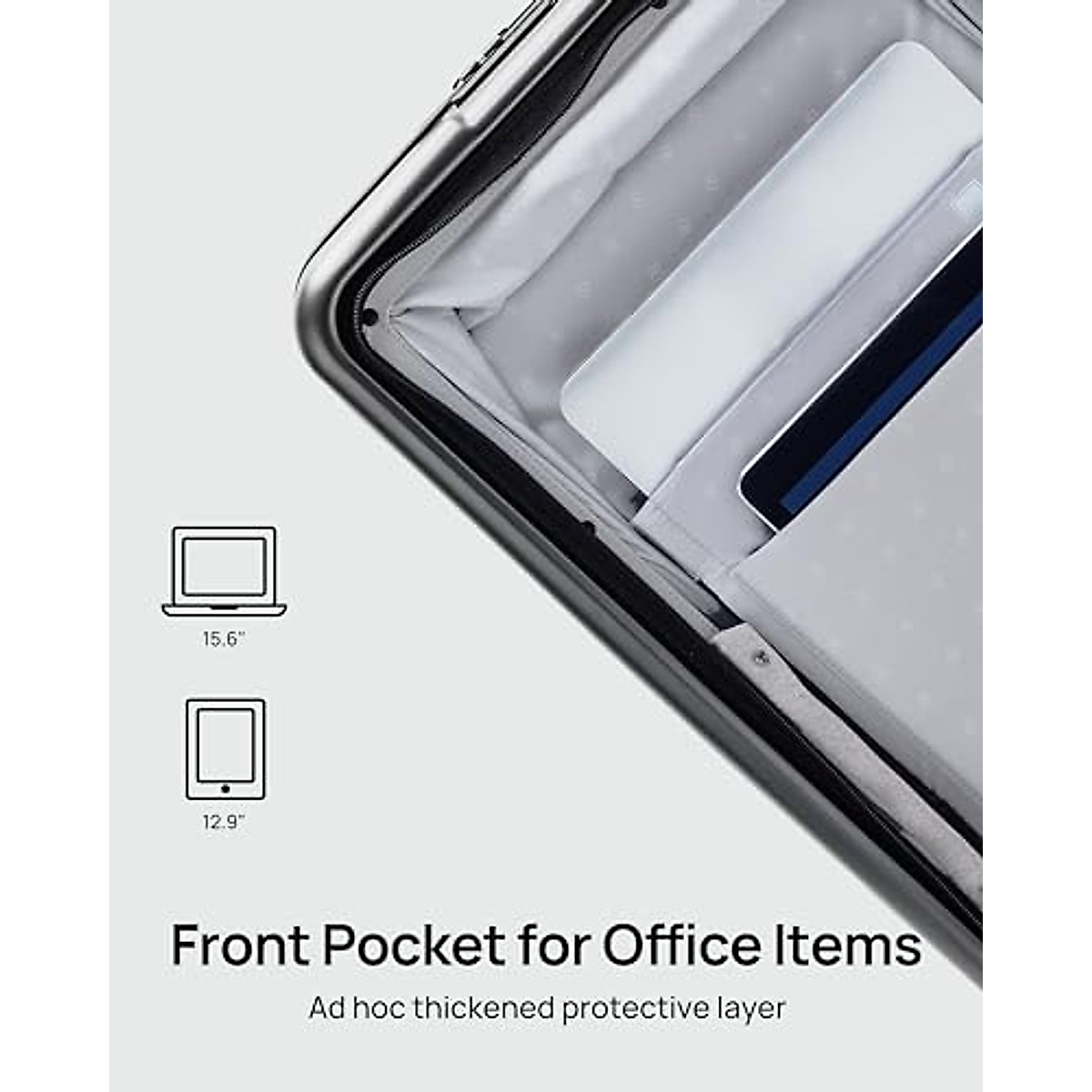 NINETYGO Carry on Luggage 22 X 14 X 9 Airline Approved, 20 Inch Luggage with Front Compartment, Double Spinner Wheels, Hardsided PC, TSA Lock (Midnight Black, Seine)