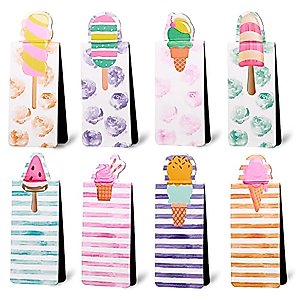 24 Pcs Summer Magnetic Bookmarks for Kids, Ice Cream Theme Funny Bookmarks for Students Kids Adults Reading