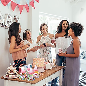 Threlaco 24 Pcs Baby Shower Candy Bottle Bear Candy Bottles 3.15 Inch Pink Shower Favor with Thank You for Showering Stickers Clear Plastic Milk Bottle Baby Shower Party Favor Gifts for Girl