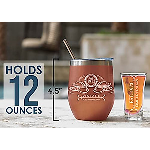 50th Birthday Gifts For Women - 1973 Wine Tumbler & Shot Glass Funny Bday Present Ideas Cheers To 50 Year Old Her, Wife, Daughter, Sister, Girlfriend, Anniversary From Mom, Dad, Husband Decorations
