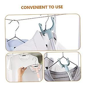 GARVALON 2pcs Clothesline Clothes Drying Clothes Reaching Rods Coat Hooks Heavy Duty Metal Hangers Clothing Racks for Home Reach Pole Telescoping Reach Sticks Adjustable Clothesline Rod Pp