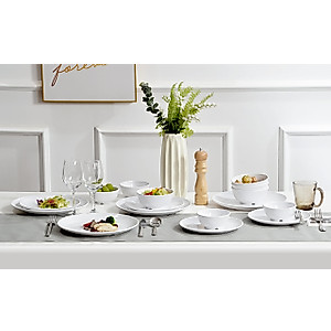 16Pcs Melamine Dinnerware Sets, Plastic Plates and Bowls Sets for 4, Lightweight and Unbreakable Dish Set for Camping, Picnic,RV, Dishwasher Safe,BPA Free