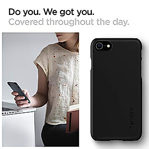 Spigen Thin Fit Designed for iPhone SE 2022 Case/iPhone SE 3 Case 2022 / iPhone SE 2020 Case/iPhone 8 Case/iPhone 7 Case - Black