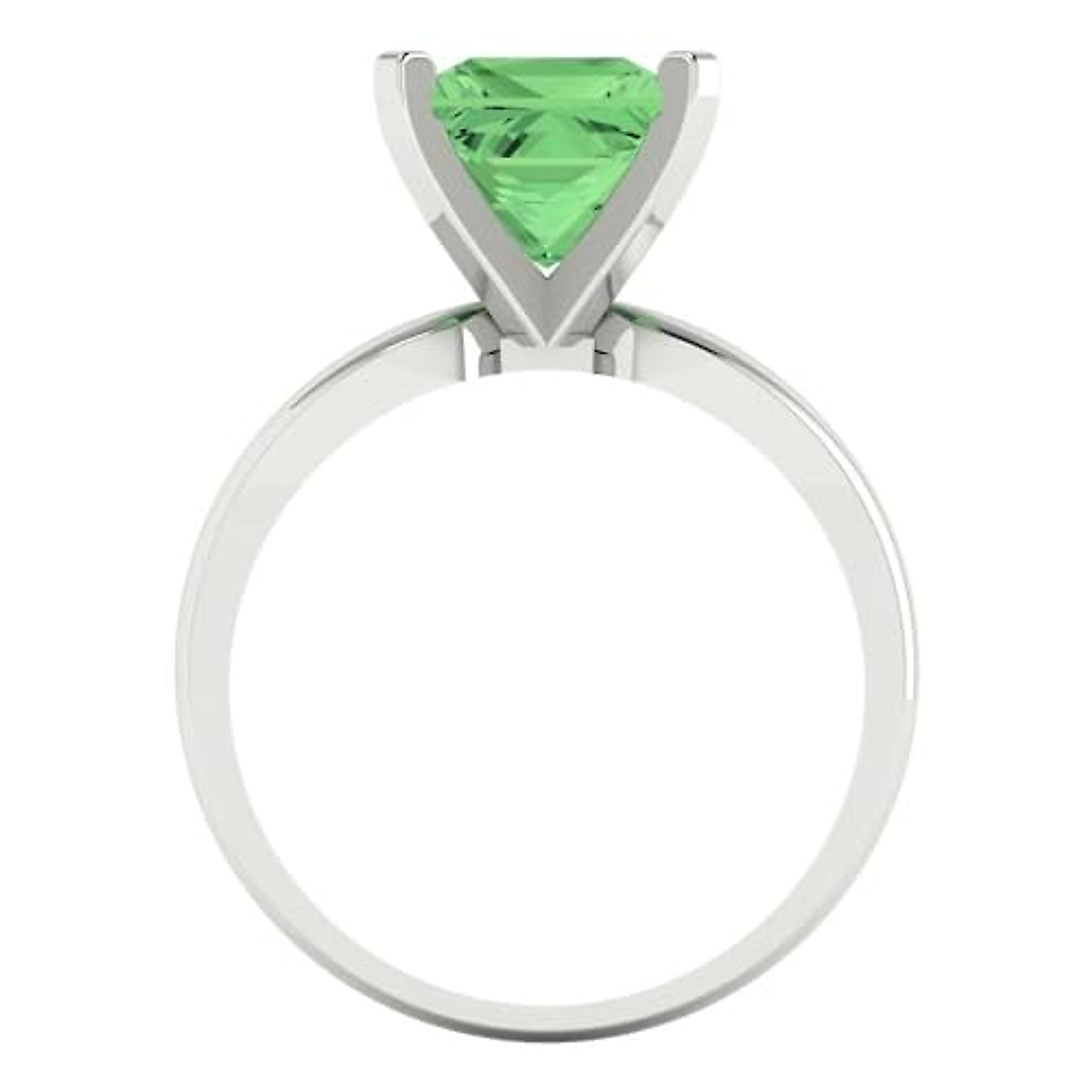 Clara Pucci 2.50ct Princess Cut Solitaire Green Simulated Diamond Engagement Bridal Promise Anniversary Ring 18K White Gold 7.5
