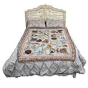 Pure Country Weavers Seashells Blanket by Elena Vladykina - Coastal Ocean Beach Gift Tapestry Throw Woven from Cotton - Made in The USA (72x54)