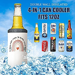 SANDJEST Teacher Tumbler - 4-in-1 Big Heart Shape Little Minds Tumbler Cup Can Cooler - 12oz Stainless Steel Insulated Cans Coozie Teachers Mug Birthday, Christmas, Appreciation, Teacher's Day Gifts