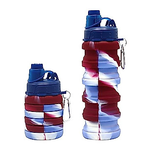 Mumutan 16oz Silicone Water Cup Water Bottles Sports, BPA Free, Leak-proof Collapsible Folding Water Bottle Cups, for Family Home, Office, Gym Outdoor camping(16oz kaBlue-D)