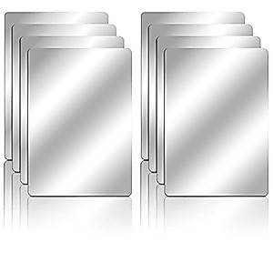 School Shatter Proof Plastic Mirrors 4 x 6 Inch Mirror Tiles with Soft Round Corners Double Sided Protective Film Mirror Sheets Art and Craft Supply for School Classroom Bathroom (8 Pieces)