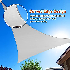 Artpuch Grey 10'x10'x14' Sun Shade Sails Canopy, 185GSM Shade Sail UV Block for Patio Garden Outdoor Facility and Activities