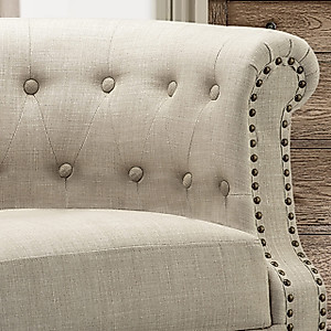 Rosevera Chancy Accent Chairs,Comfy Club Barrel Modern Armchair with Soft Living Room Readingroom,Bedroom Seating, Standard, Natural