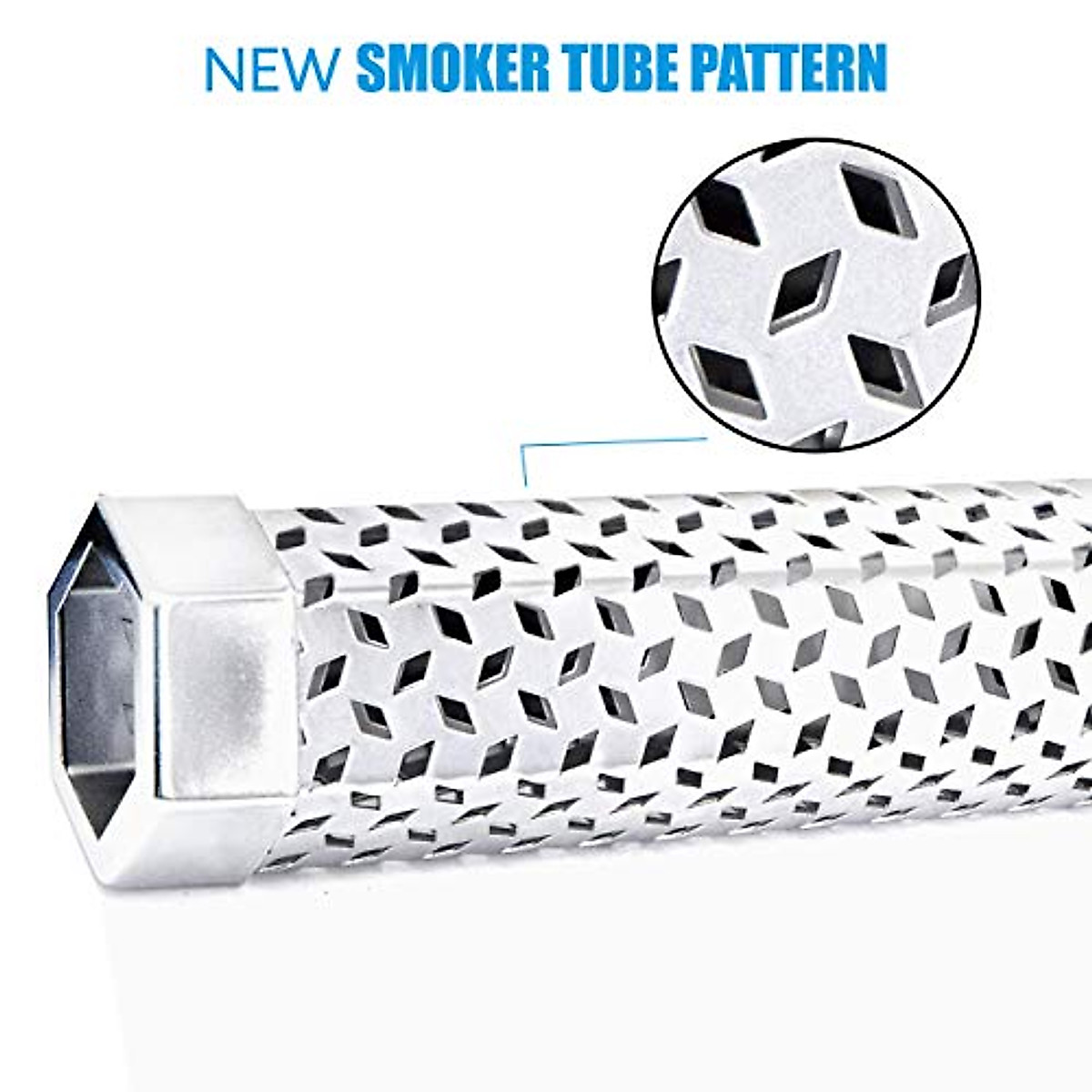 Kona Best Pellet Smoker Tube - Designed For Clean Burning Smoke, For Hours - Hot & Cold Smoking - Wood Pellets, Chips, Electric, Gas & All BBQ Grills - Heavy Duty 304 Stainless Steel - 12 Inch
