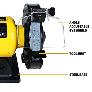 Woodskil 2.8Amp 1/2HP 6-Inch High-Speed Bench Grinder, CSA Listed, Table Grinder for sharpening
