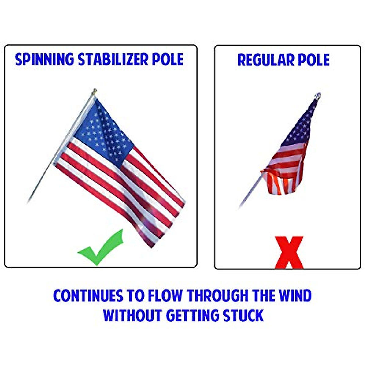 6ft Spinning Flag Pole – White