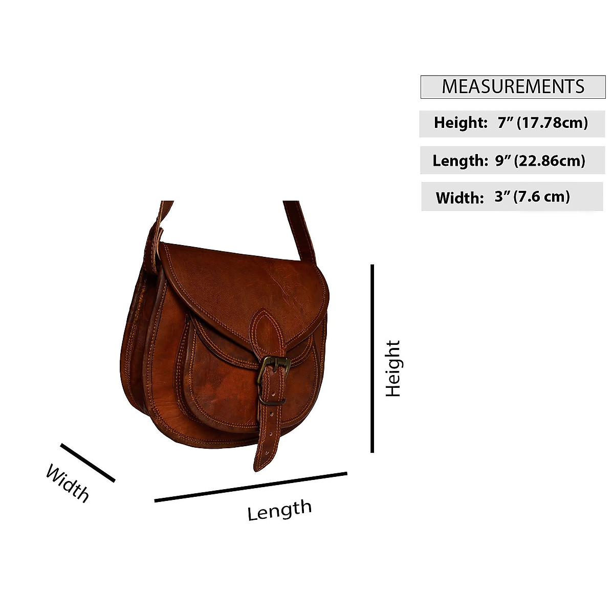 Madosh, Genuine Leather Crossbody Bag Women's Messenger Side Shoulder Brown Cross-Over Purse