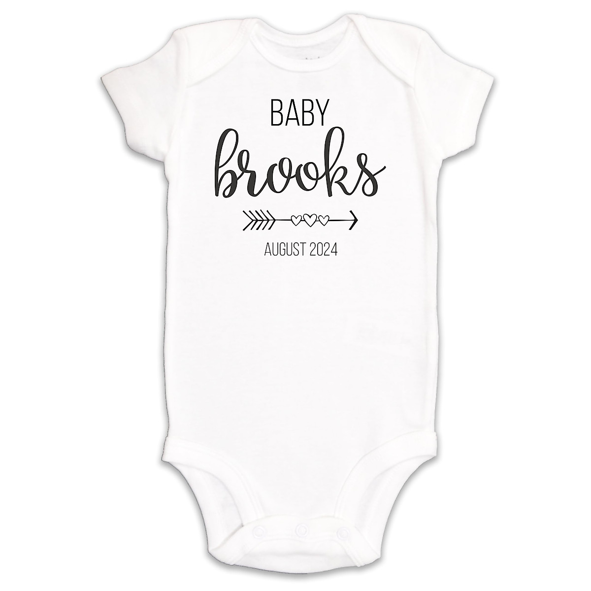 Kate & Meri Custom Baby Name Announcement Onesie©/Bodysuit | Personalized Baby Name Romper (Newborn)