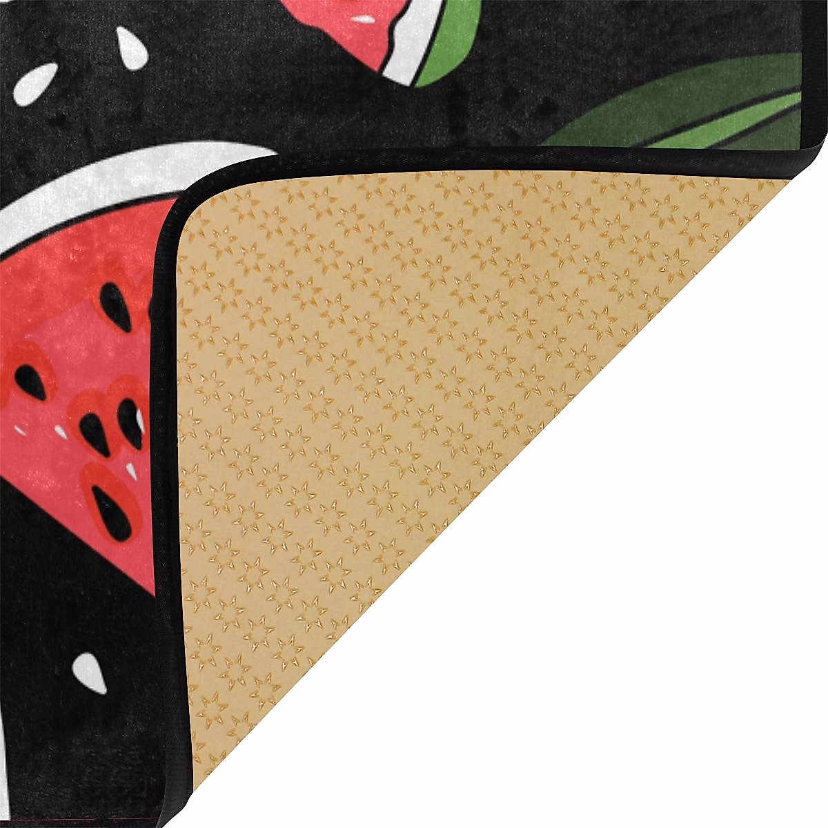 Kitchen Rug Mats 39 X 20 Inch Watermelon Black Soft Doormat Bath Rugs Runner Non-Slip for Home Decor