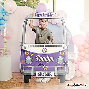 Hippie Bus Photo Booth Frame - Personalized Hippie Van Cutout - Selfie Frame Bus Photo Prop - Custom Hippie Van Photo Prop - Groovy Birthday Party Decorations