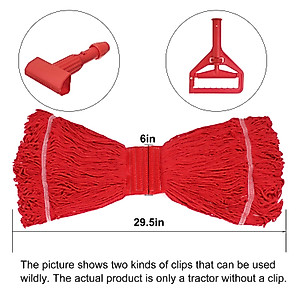 Heavy Duty Wet Industrial Cleaning Mop Head – Mop Head Replacement Perfect Cotton Washable Mop Head Replacement for Commercial & Home Cleaning（RED）