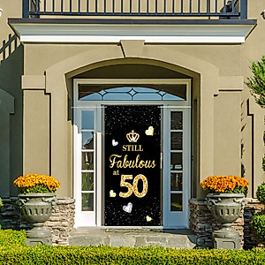 Still Fabulous at 50 Door Banner, Women Happy 50th Birthday Sign Party Door Banner Decorations, Cheers to 50 Years Door Cover Party Decorations