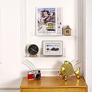 CY craft 6 PCS Acrylic Invisible Floating Bookshelf for Kids Room,15 inch Modern Picture Ledge Display Toy Storage Wall Shelf 5MM Thick U Shelves Storage Rack