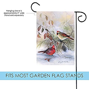 Toland Home Garden 119353 Winter Rest Cardinals Winter Flag 12x18 Inch Double Sided Winter Garden Flag for Outdoor House Flag Yard Decoration