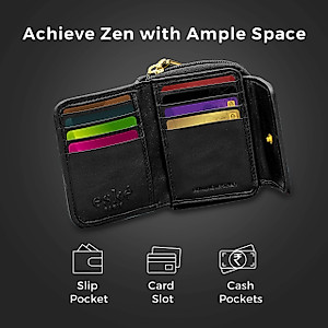 eské Medina - Tri-Fold Mini Wallet - Genuine Quilted Leather - RFID Blocking - Holds Cards, Coins and Bills - Compact Design - Pockets For Everyday Use - Travel Friendly - Water Resistant - For Women