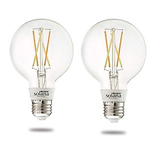 Bulbrite Solana 2-Pack G25 WiFi Connected Edison Filament LED Smart Light Bulb, Clear