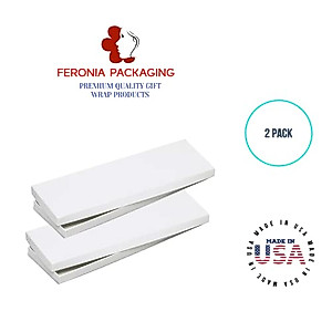 Gift Wrap Tie Boxes 14 x 4 1/2 x 3/4 Inch - 2 Pack (White)