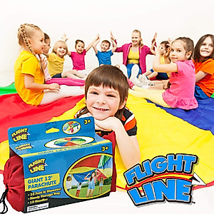 Thin Air Brands Kids 10-Foot Play Parachute Toy for Boys and Girls with 12 Handles for Team Group Cooperative Games, Ages 3 (12-Foot)