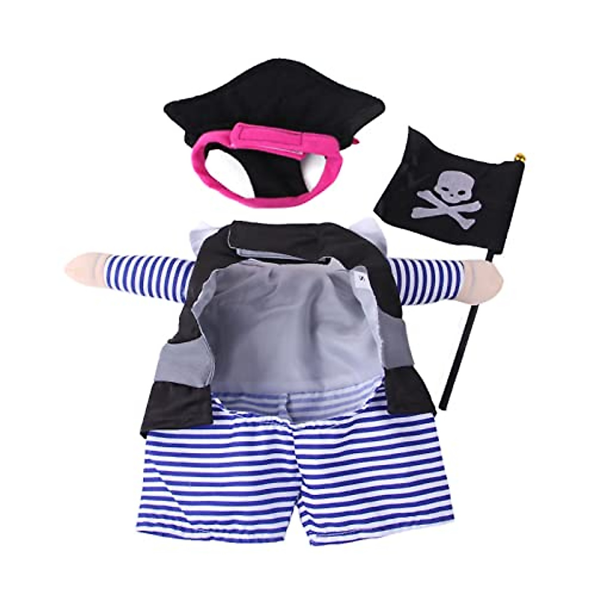 Pet Dog Costume Pirates, Dog Cat Halloween Caribbean Style Corsair Dressing up Cosplay Party Costume Suit Halloween Party Apparel Clothing with a Hat (L)
