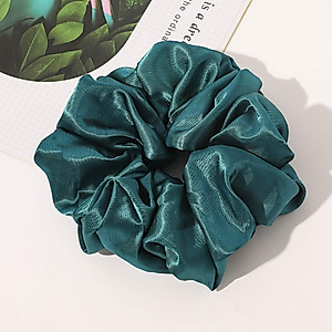 Ivyu Silk Scrunchies Satin Hair Ties for Women - 4 Psc Oversize Soft Big Scrunchies for Women Ligas Para El Cabello De Mujer Decorations Large Hair Scrunchy Elastic Ponytail Hair Band Gift for Girls