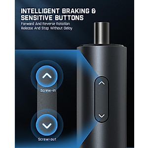 Fanttik S1 Capsule 3.7V Cordless Screwdriver, Electric Screwdriver, Max 5 N.m, 320 RPM Motor, 5 Pcs Double-Ended Bits, Compact Design, LED Light, 1/4''Hex, Idea Tool for Furniture, Appliances-Grey