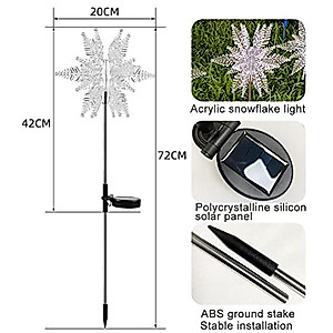 Aolyty Solar Garden Light Outdoor Decoration, 2 Pack Waterproof Solar Snowflakes Stake Lights Warm White LED Lighting for Path Yard Lawn Patio Party Christmas Decor