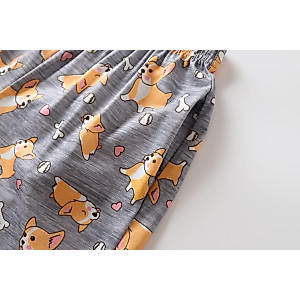 Vopmocld Big Girls Summer Short Sleeve Pajama Sets Cute Corgi Patterns Sleepwear Nighty 100% Cotton, Corgi, 12 Years